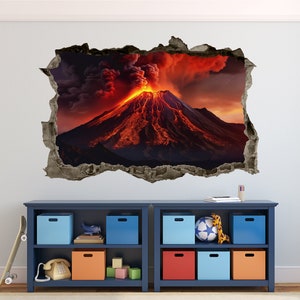 Volcano Wall Decal 3D AI Graphic Wall Art Sticker, Wall Decor, Volcano ...