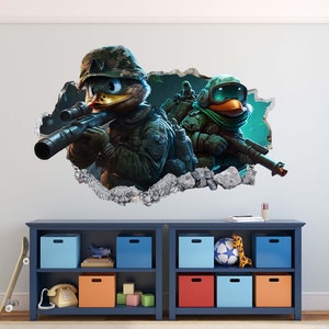 Soldier Duck 3D Wall Decal Art Decor Sticker Warzone Wall Sticker Art ...