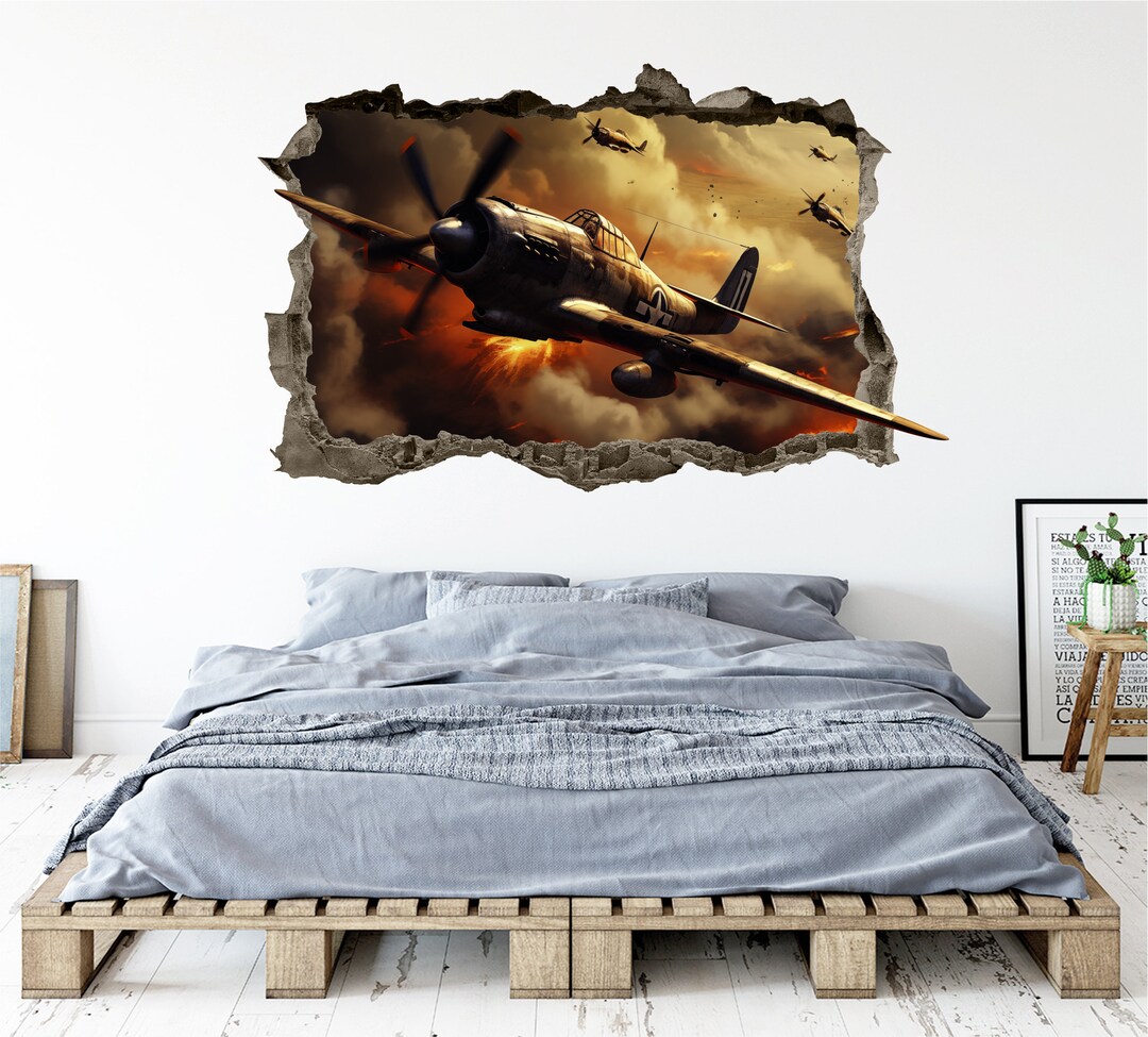 Military Airplane Decal 3D AI Graphic Wall Art Sticker, Wall Decor ...