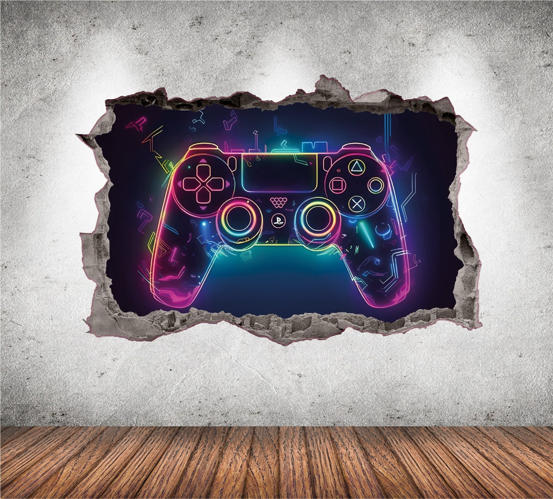 Gamer Wall Decal 3D AI Graphic Wall Art Sticker, Wall Decor, Gaming ...
