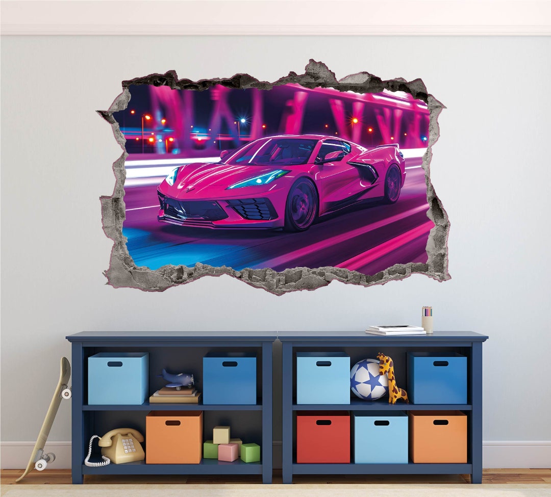 Corvette Wall Decal 3D AI Graphic Wall Art Sticker, Wall Decor, Muscle ...