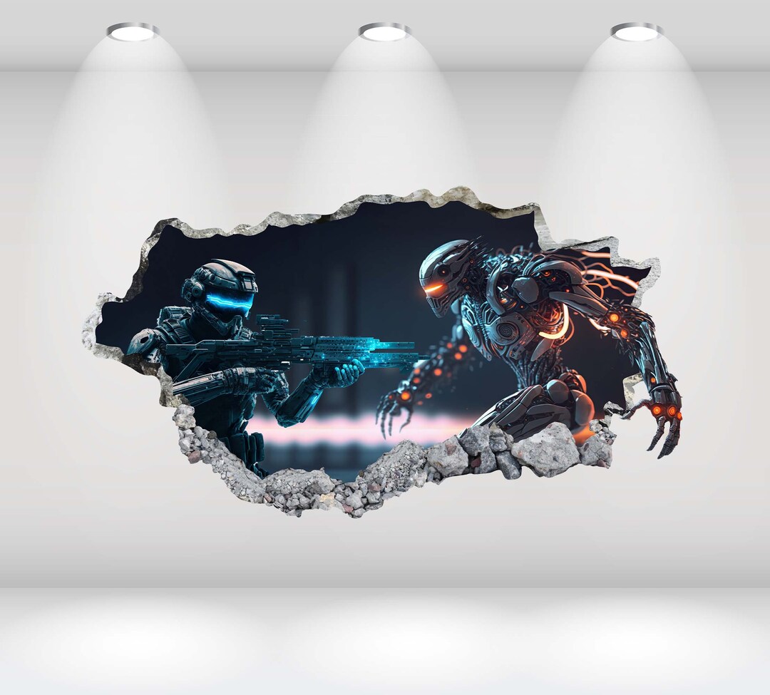 Robots 3D Wall Decal Art Decor Sticker War Machine Wall Sticker Art ...