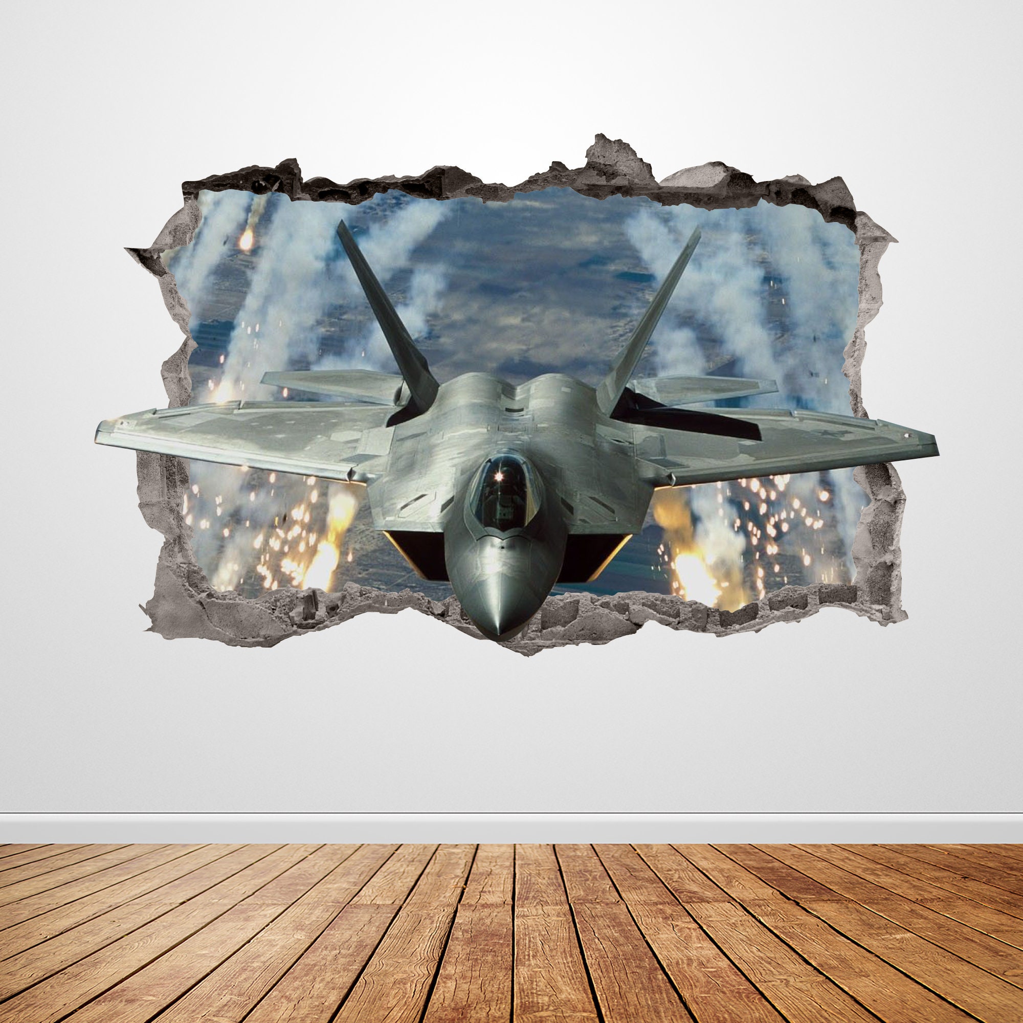 War Aircraft Wall Decal Smashed 3D Graphic Military Airplane | Etsy