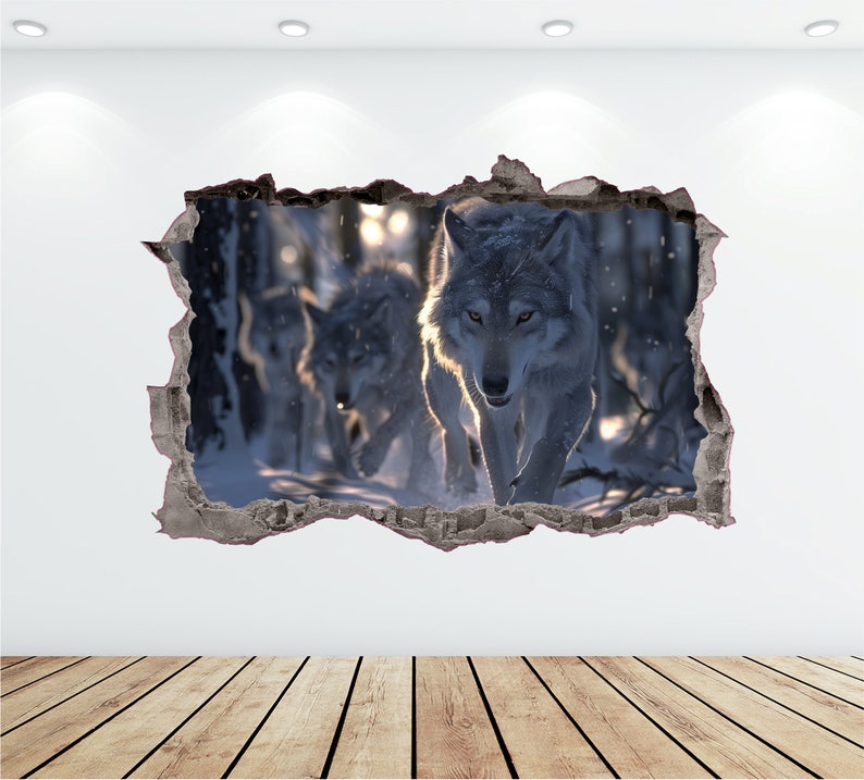 Wolf Wall Decal 3D AI Graphic Wall Art Sticker, Wall Decor, Animal Wolf ...