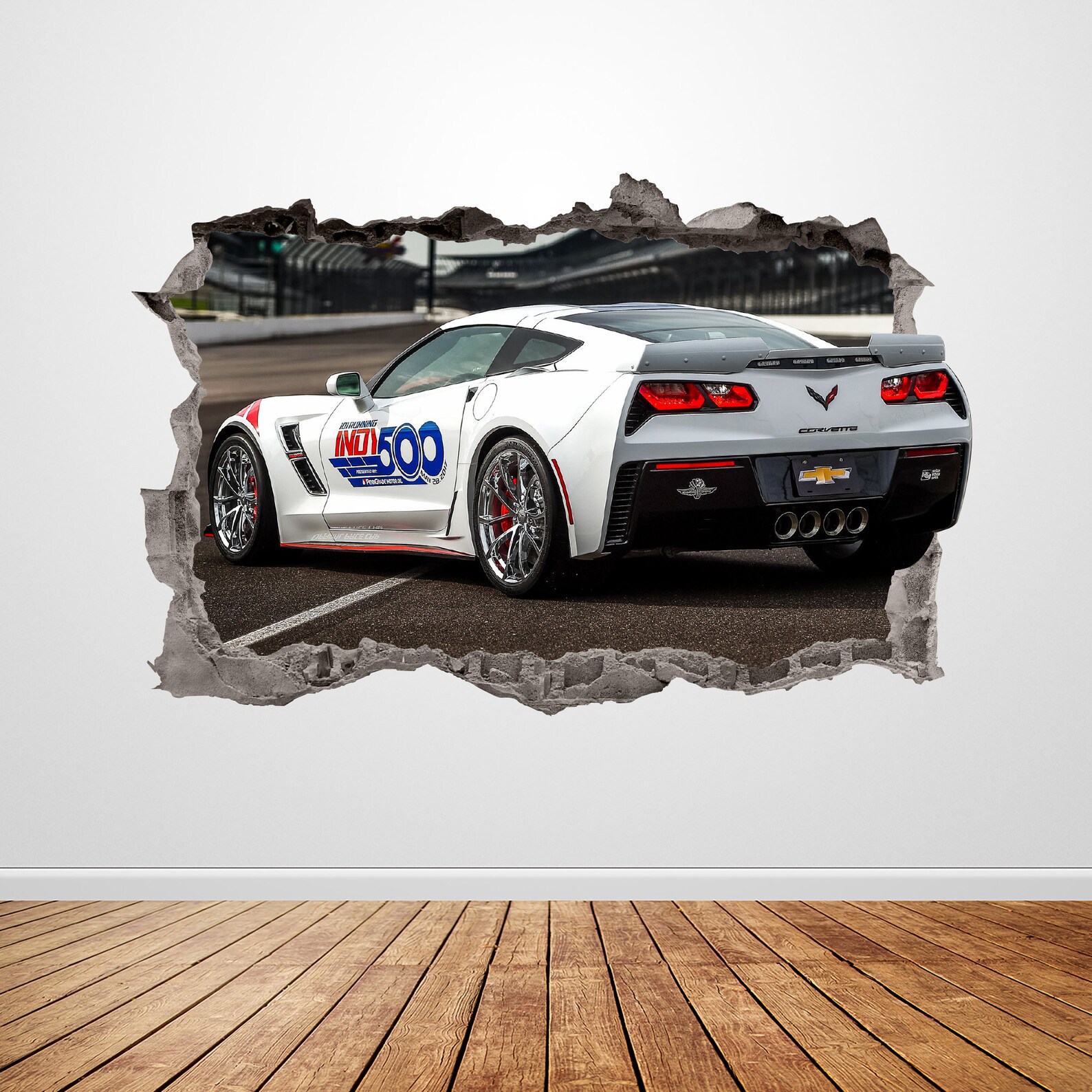 Corvette Wall Decal Smashed 3D Graphic Racing Car Wall Art - Etsy