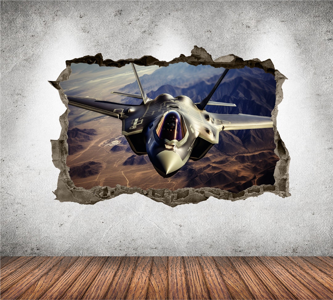 Military Airplane Decal 3D AI Graphic Wall Art Sticker, Wall Decor ...