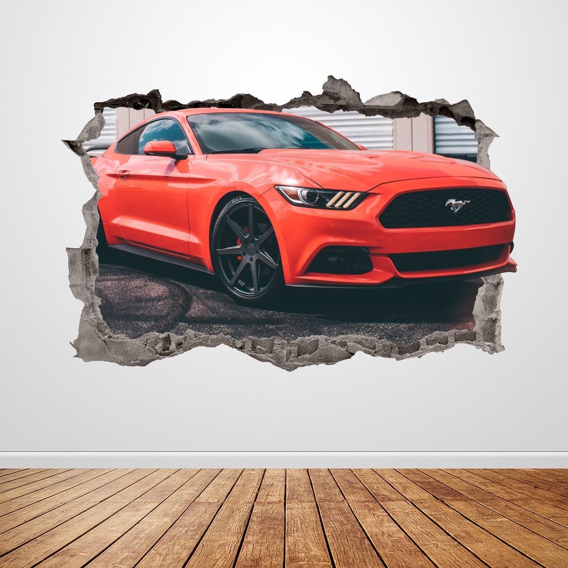 Mustang Wall Decal Smashed 3D Graphic Racing Car Wall Sticker - Etsy ...