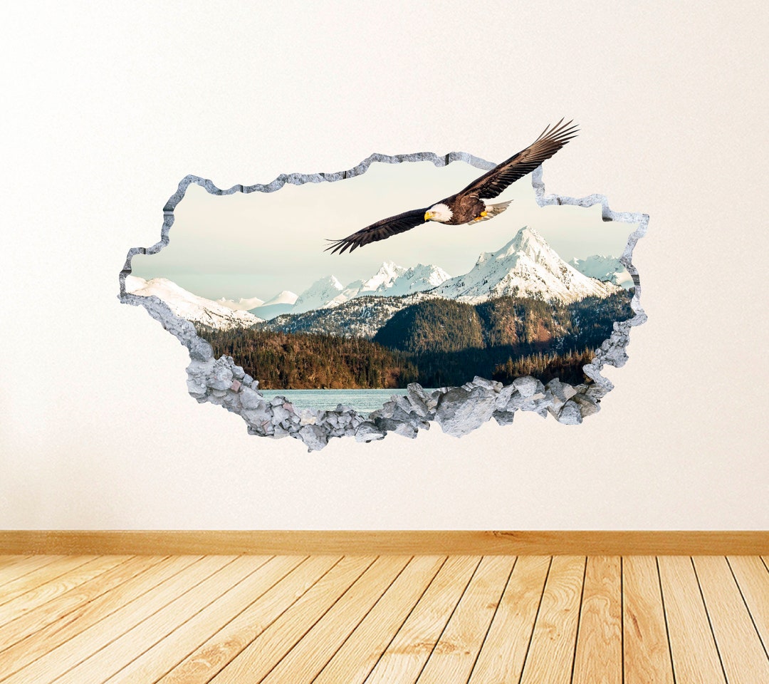 Eagle Wall Decal Smashed Concrete Wall Art Decal Eagle Landscape Animal ...
