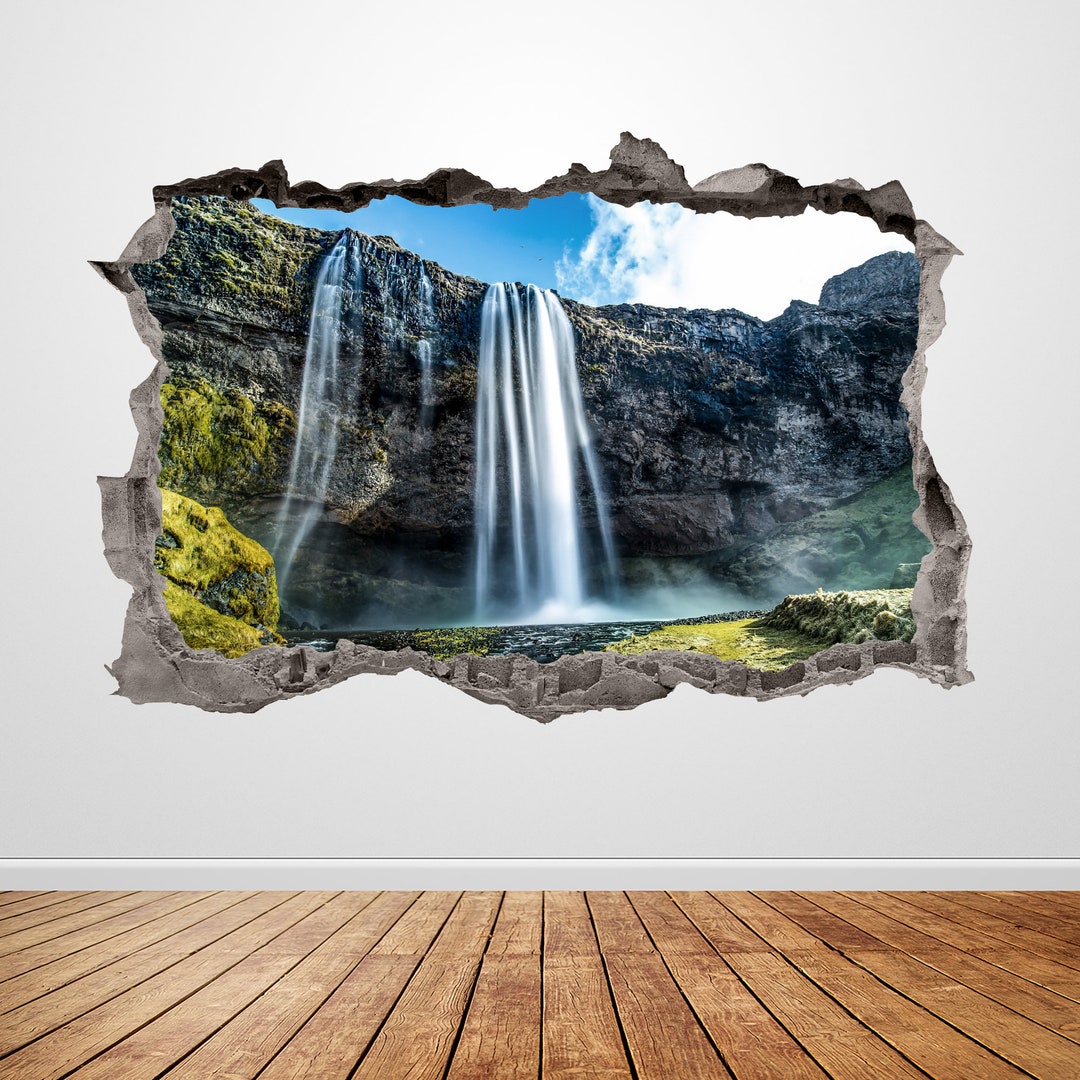 Waterfall Wall Decal Smashed 3D Graphic Nature Landscape Wall Sticker ...