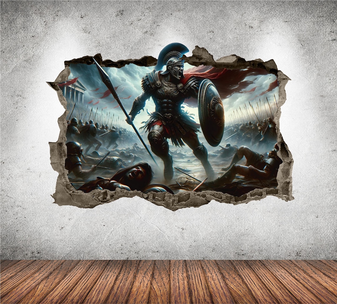 Spartan Warrior Wall Decal Smashed 3D Graphic Roman Empire Wall Decor ...
