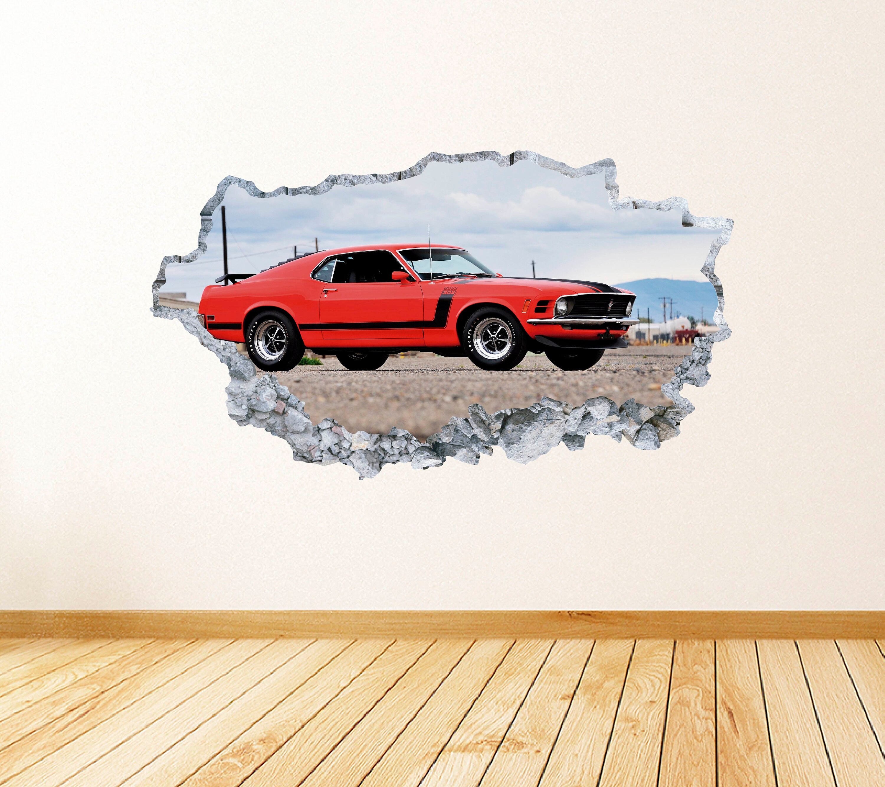 Mustang GT 3D Wall Decal Art Muscle Car Wall Decor Vinyl Wall | Etsy