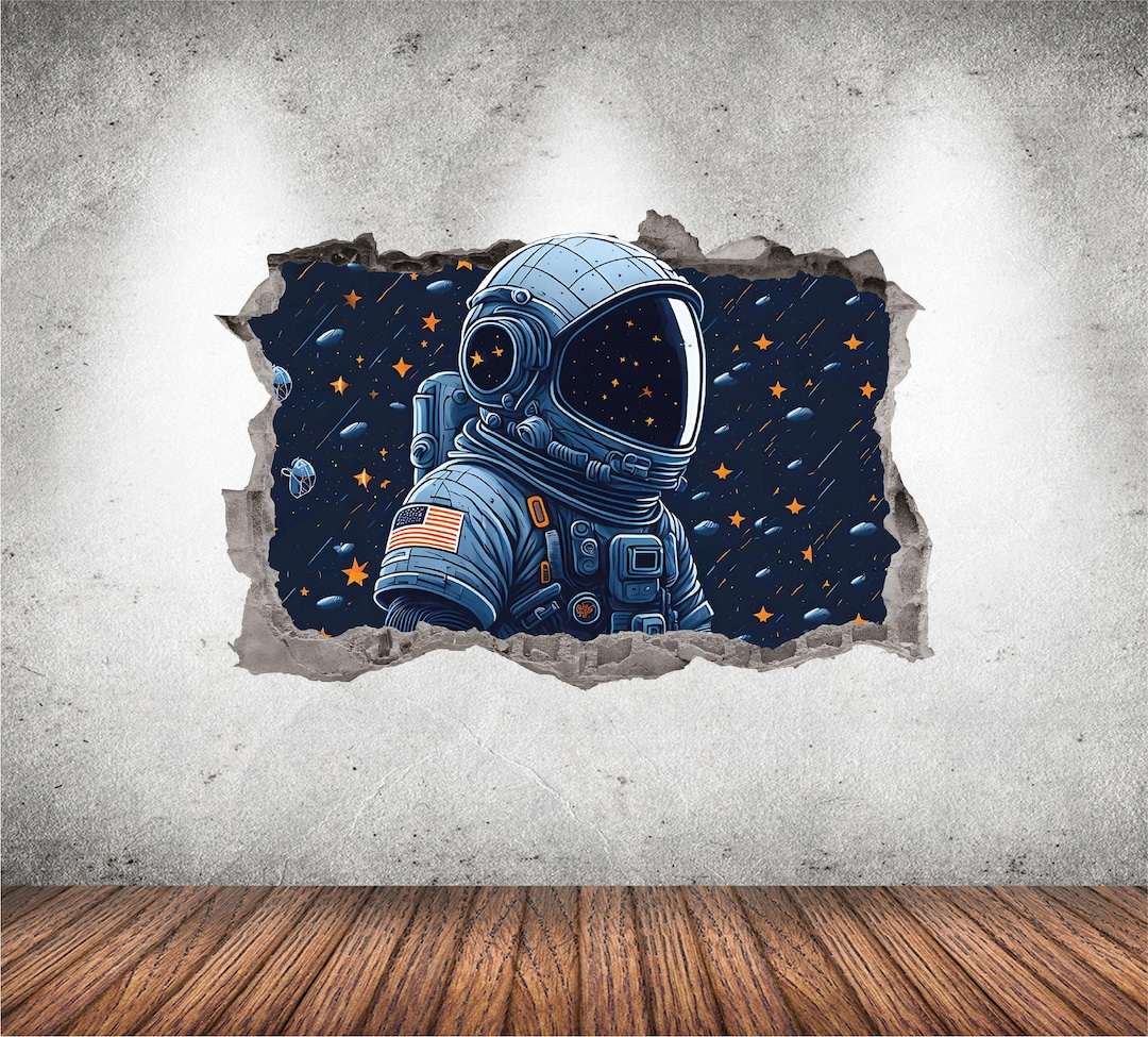 Astronaut Wall Decal 3D AI Graphic Wall Art Sticker, Wall Decor, Dreamy ...