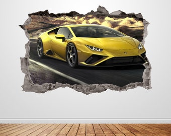Lamborghini Wall Decal Smashed 3D Graphic Red Racing Car Wall | Etsy