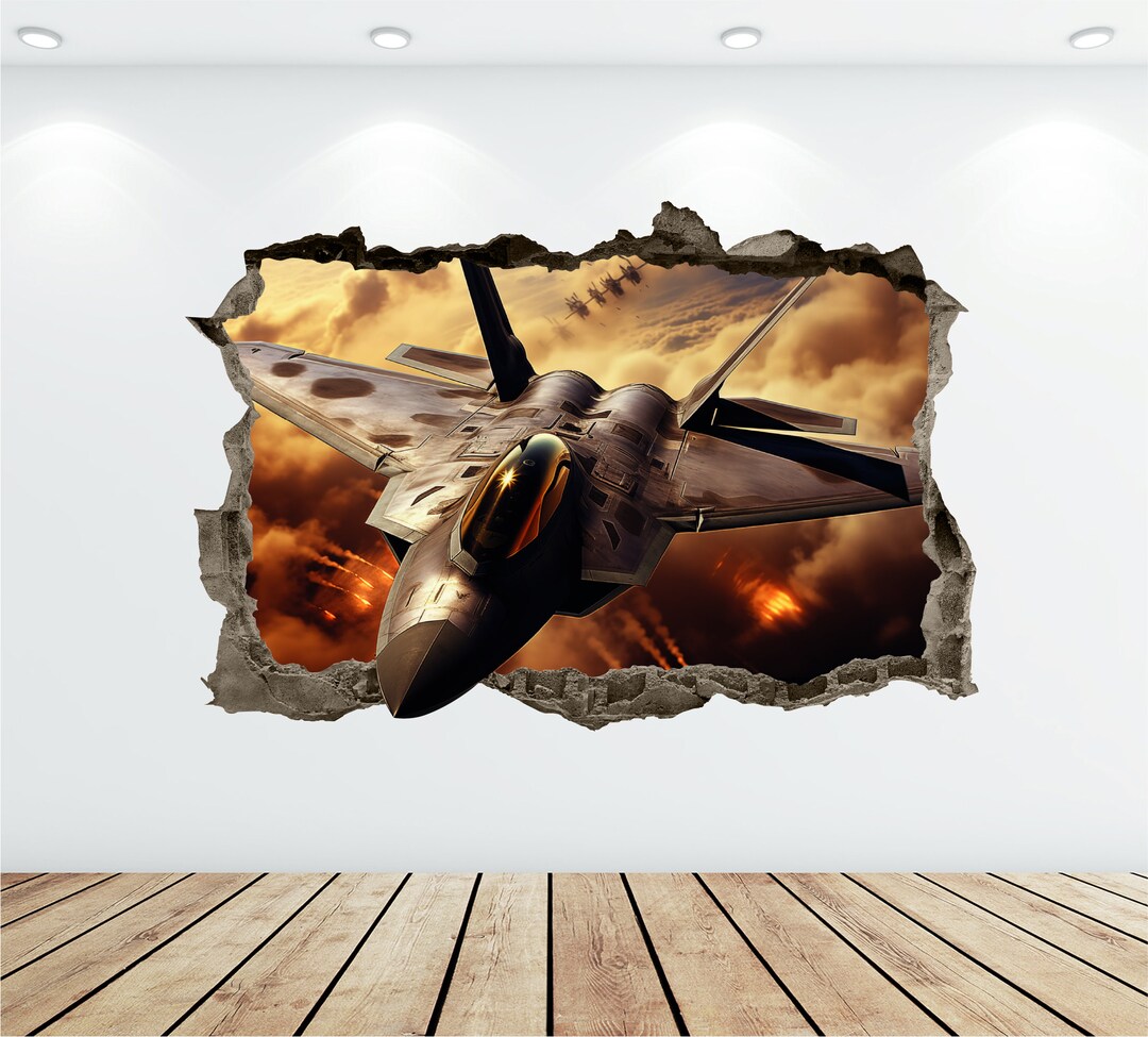 Military Airplane Decal 3D AI Graphic Wall Art Sticker, Wall Decor ...
