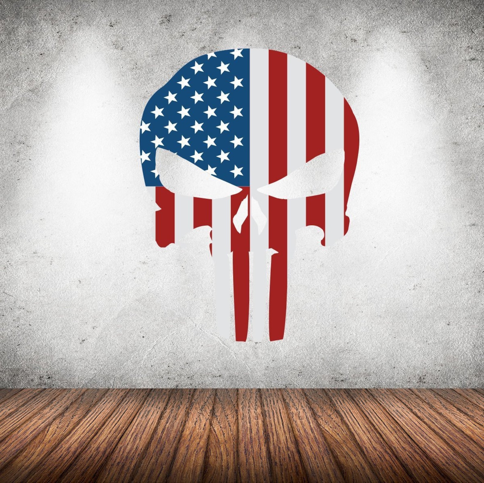 The Punisher Logo Wall Art USA Flag Design Vinyl Wall Decor - Etsy