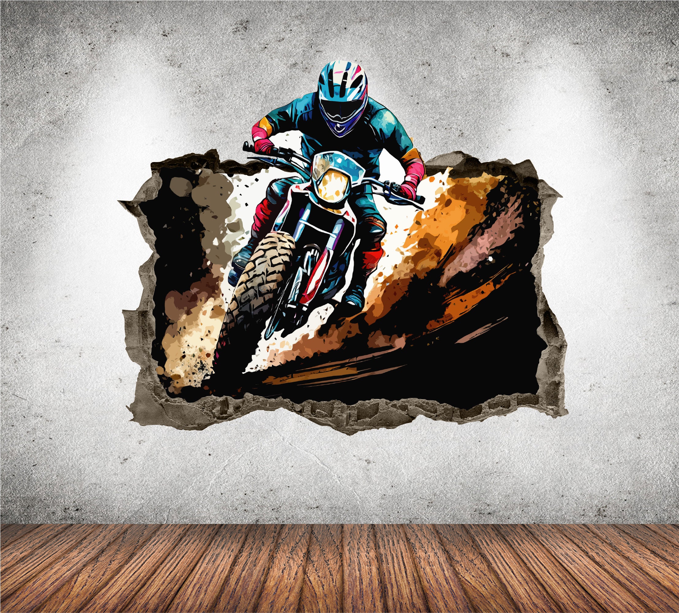 Motocross Wall Decal 3D AI Graphic Wall Art Sticker, Wall Decor ...