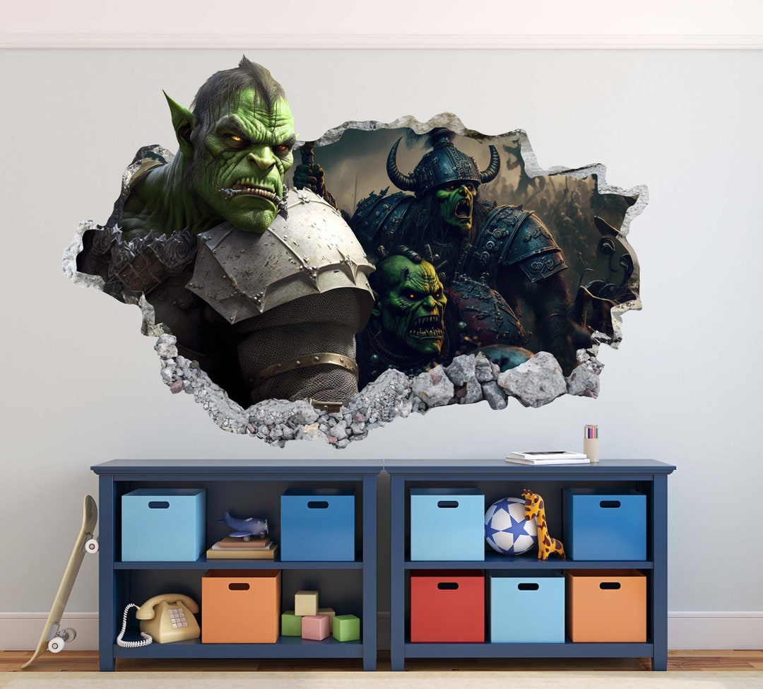 Warrior Orc 3D Wall Decal Art Decor Sticker Orc Wall Sticker Art Mural ...