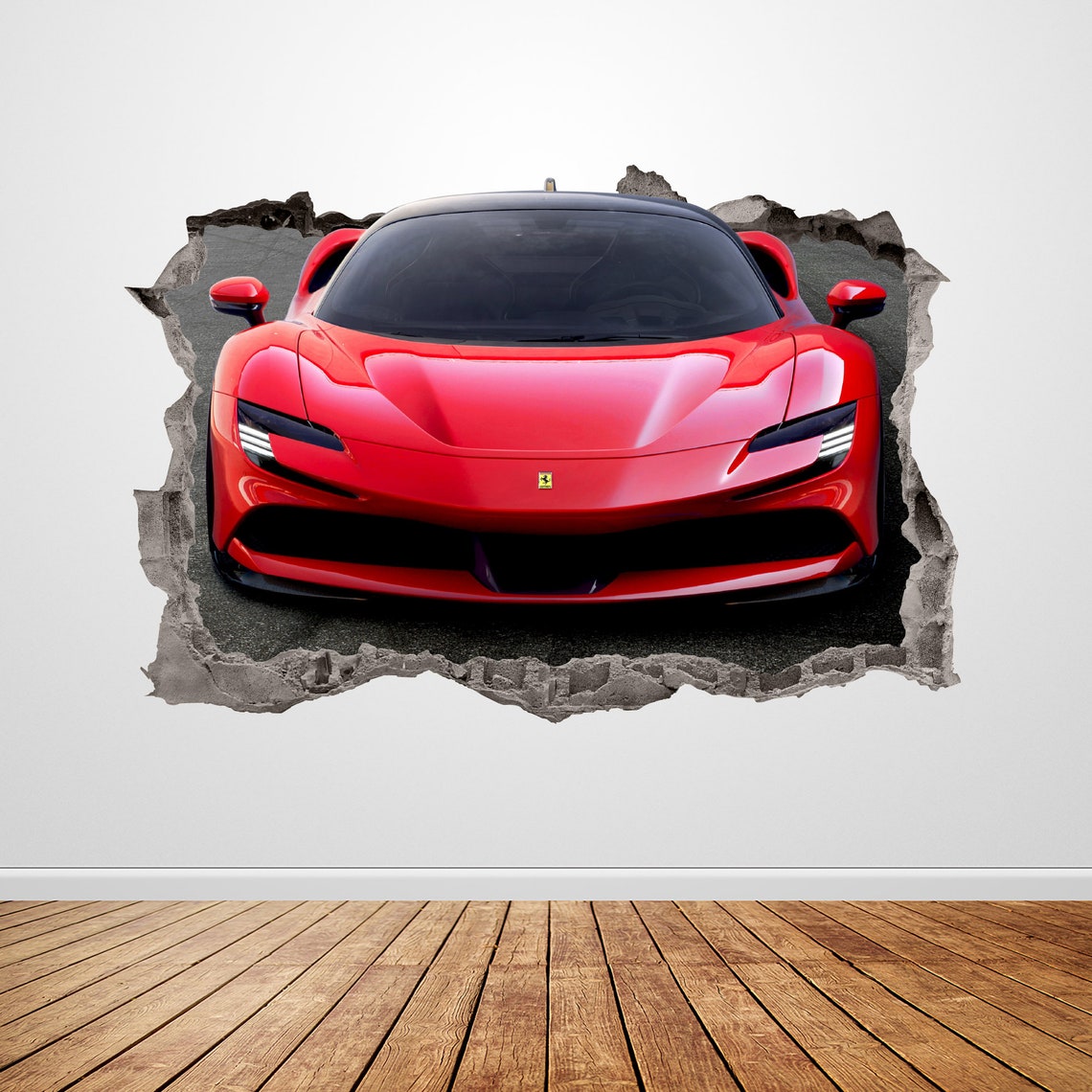 Ferrari Wall Decal Smashed 3D Graphic Racing Car Wall Art - Etsy New ...