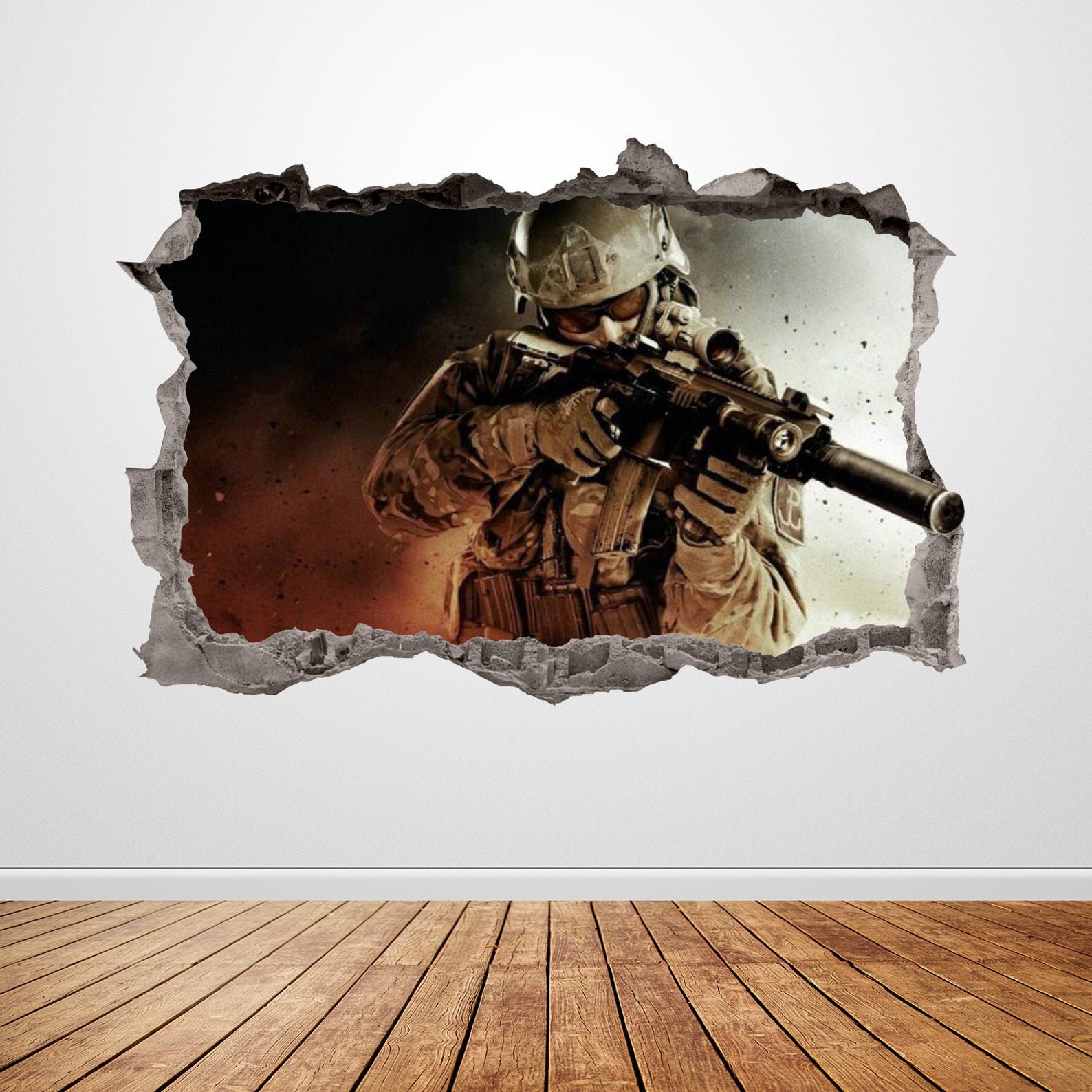 Soldier Wall Decal Smashed 3D Graphic Military Wall Sticker - Etsy