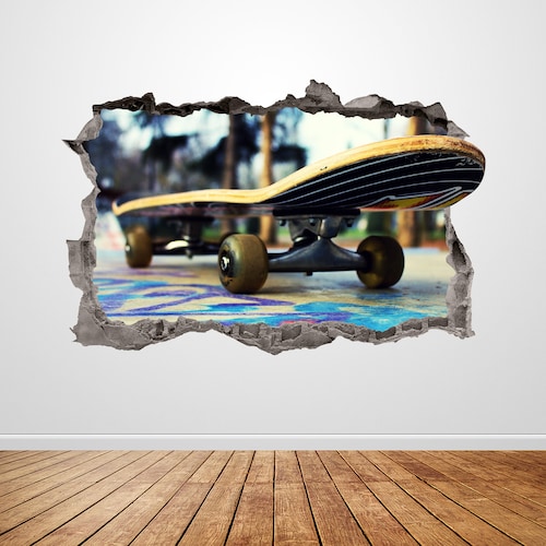 Skater Wall Decal Skateboarding 3D Smashed Wall Art Sticker - Etsy