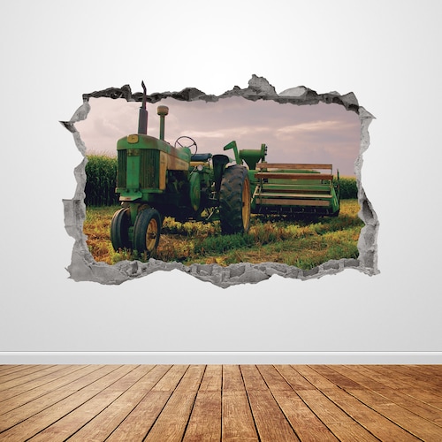 Tractor Wall Decal 3D Art Stickers John Deere Farm Tractor - Etsy
