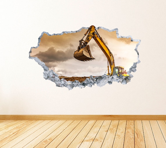 Excavator Wall Art Decal Construction Truck Wall Decor Vinyl | Etsy