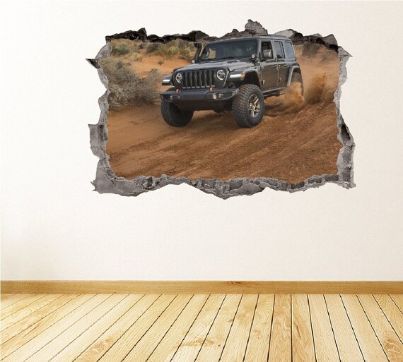 Jeep Wrangler Wall Art Decal 3D Smashed Vinyl Wall Decor | Etsy