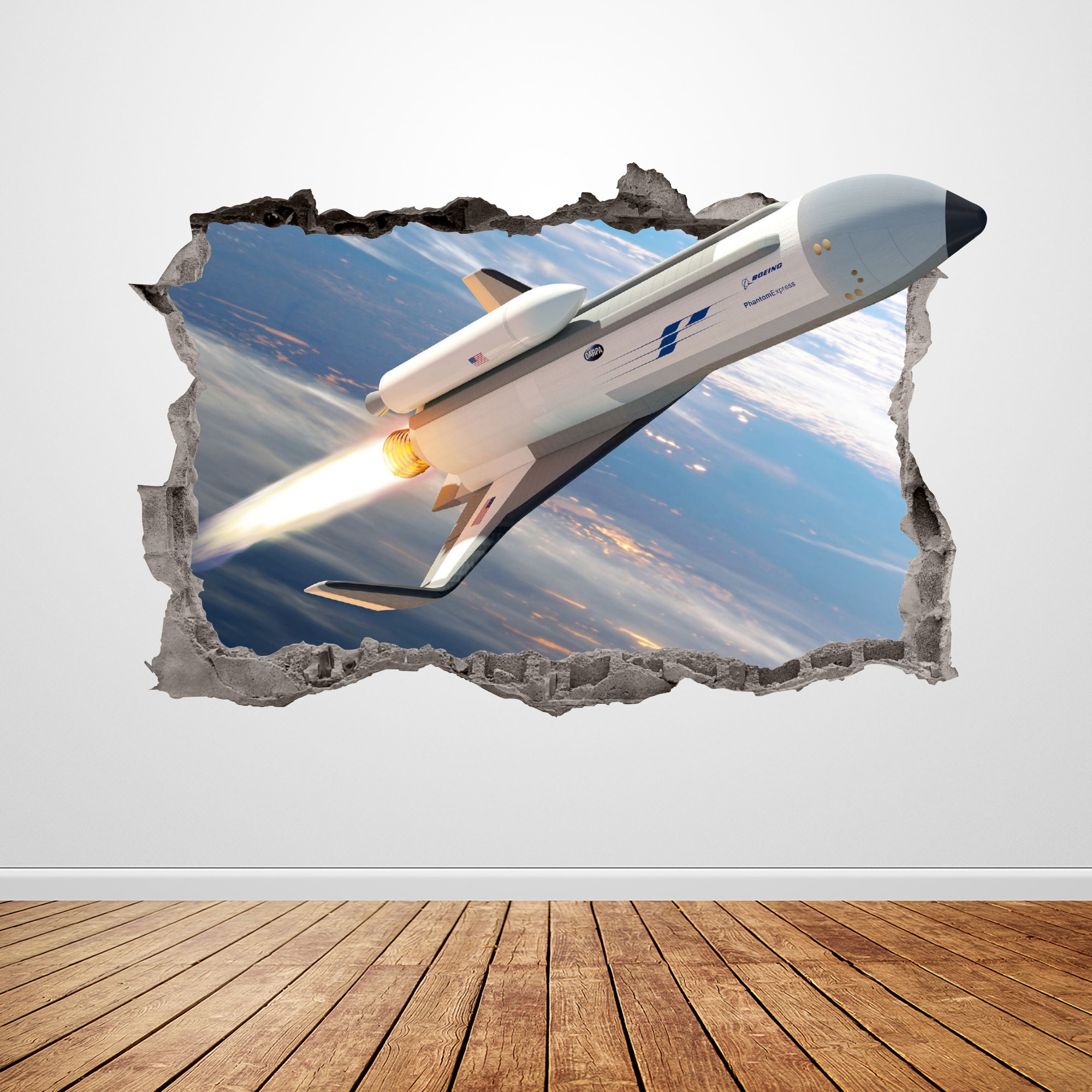 Rocket Ship Wall Decal Smashed 3D Graphic Nasa Launching Space - Etsy