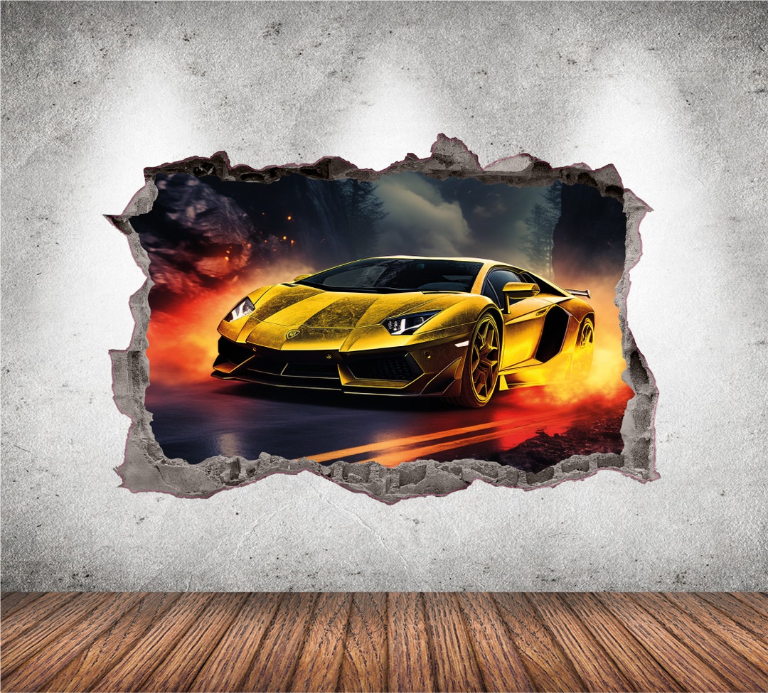 Racing Car Wall Decal 3D AI Graphic Wall Art Sticker, Wall Decor ...