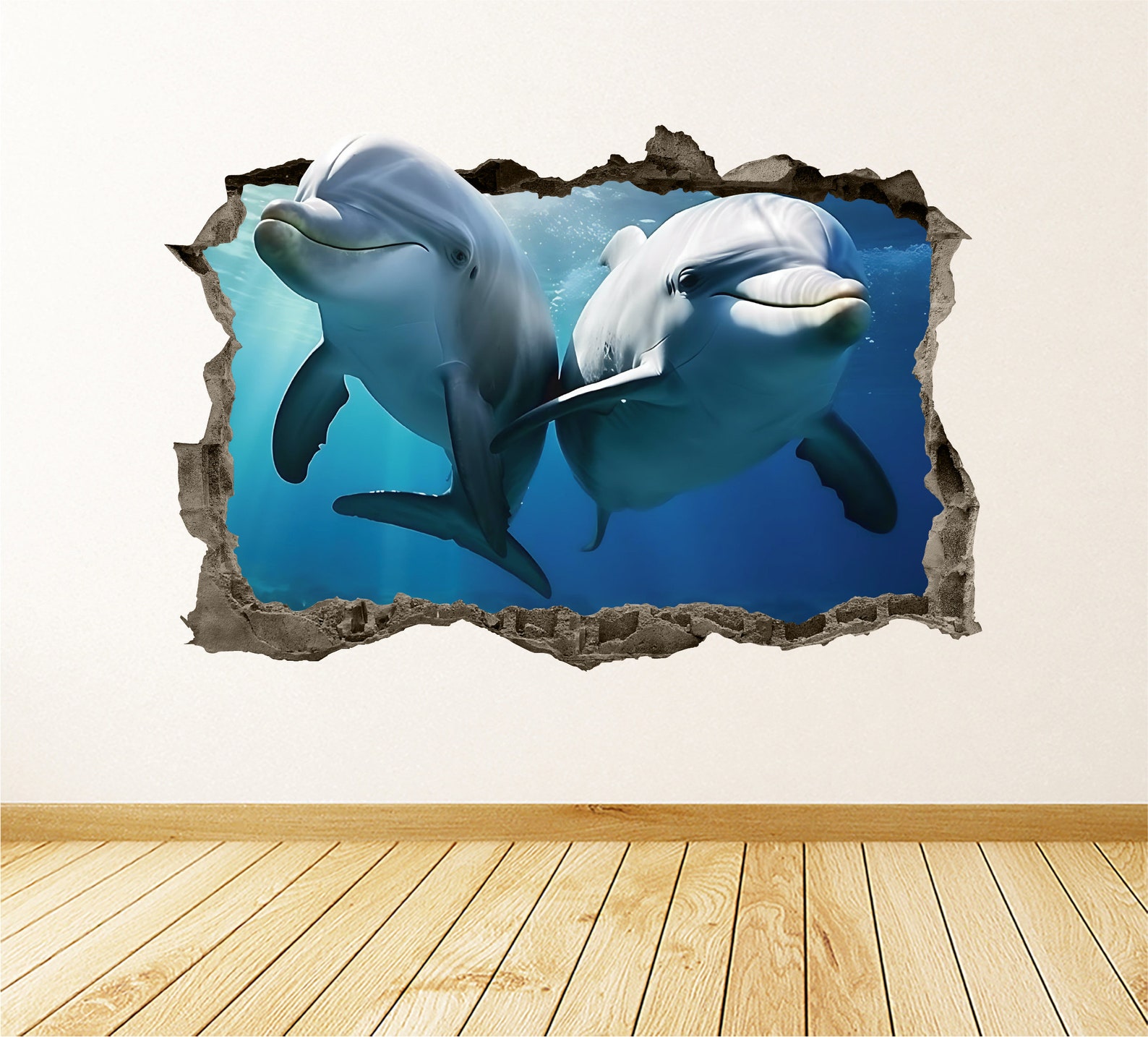Dolphins Sealife Decal 3D AI Graphic Wall Art Sticker, Wall Decor ...