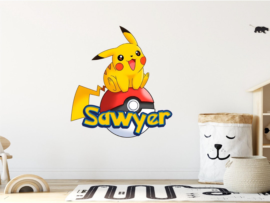 Game Custom Name Wall Decal, Inspired Poke Ball Wall Decor, Wall Mural ...
