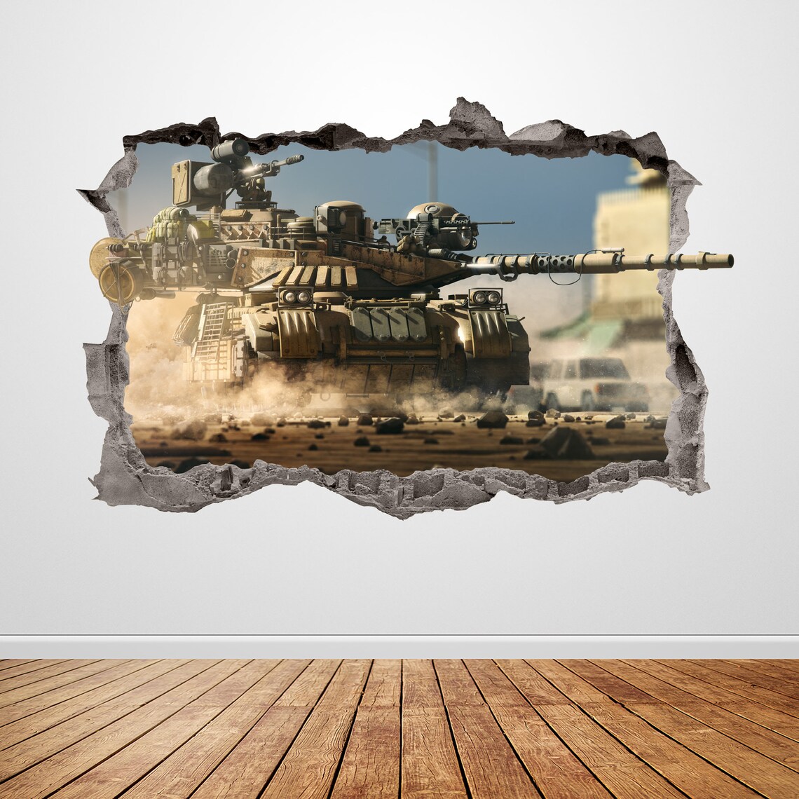 War Tank Wall Decal Smashed 3D Graphic War Zone Wall Sticker | Etsy