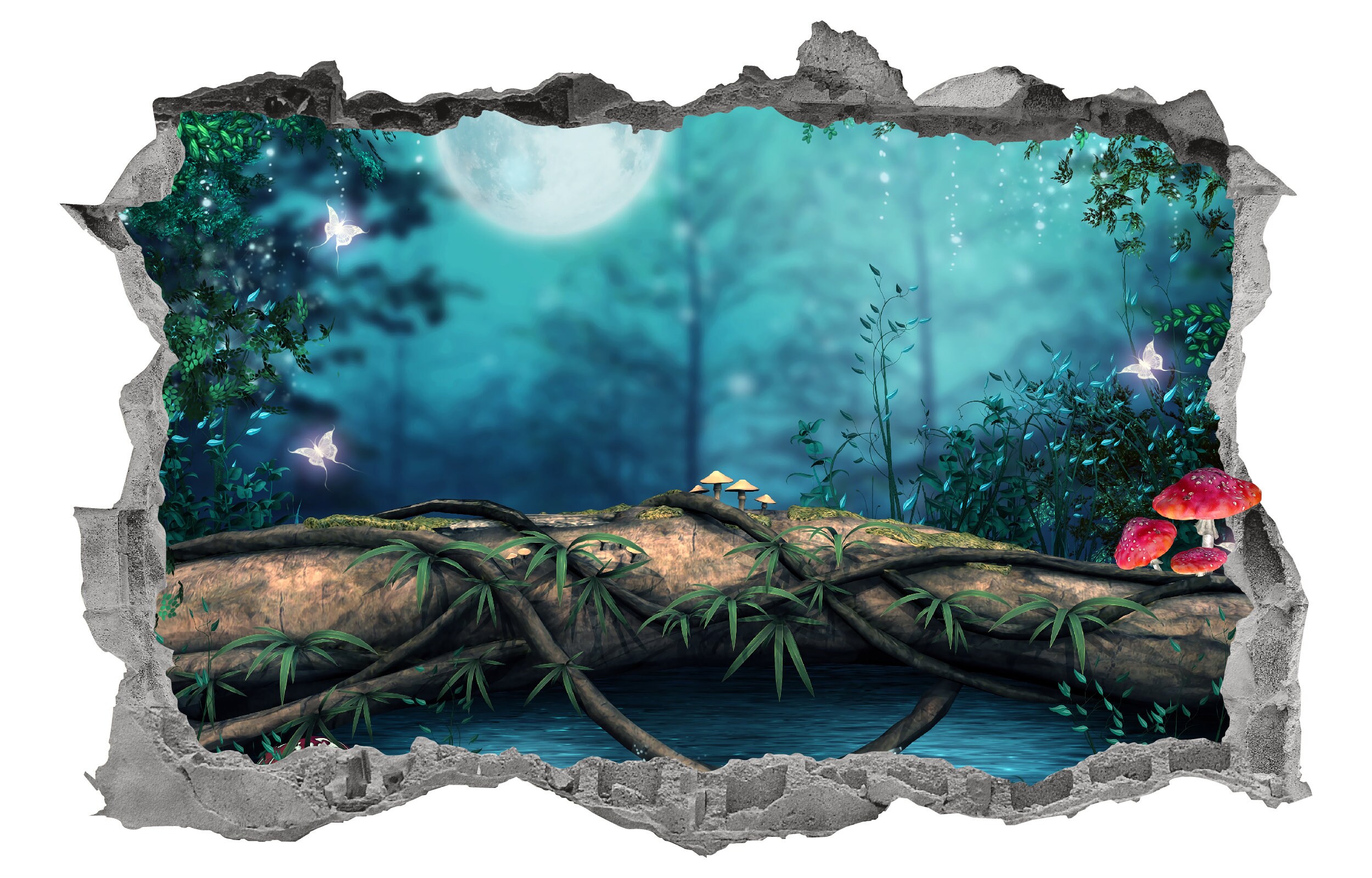 Fairy Forest Wall Decal Smashed 3D Graphic Enchanted Fantasy | Etsy