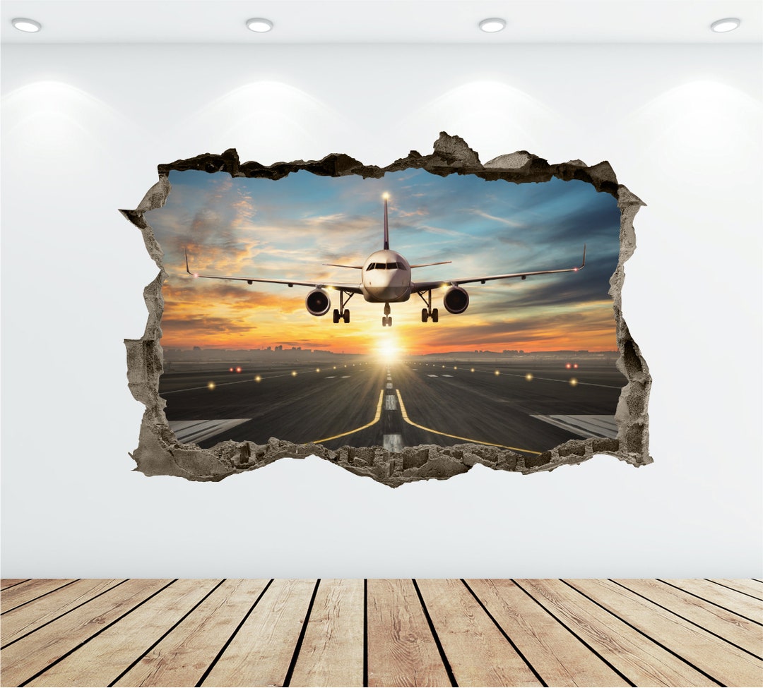 Airplane Wall Decal 3D AI Graphic Wall Art Sticker, Wall Decor ...