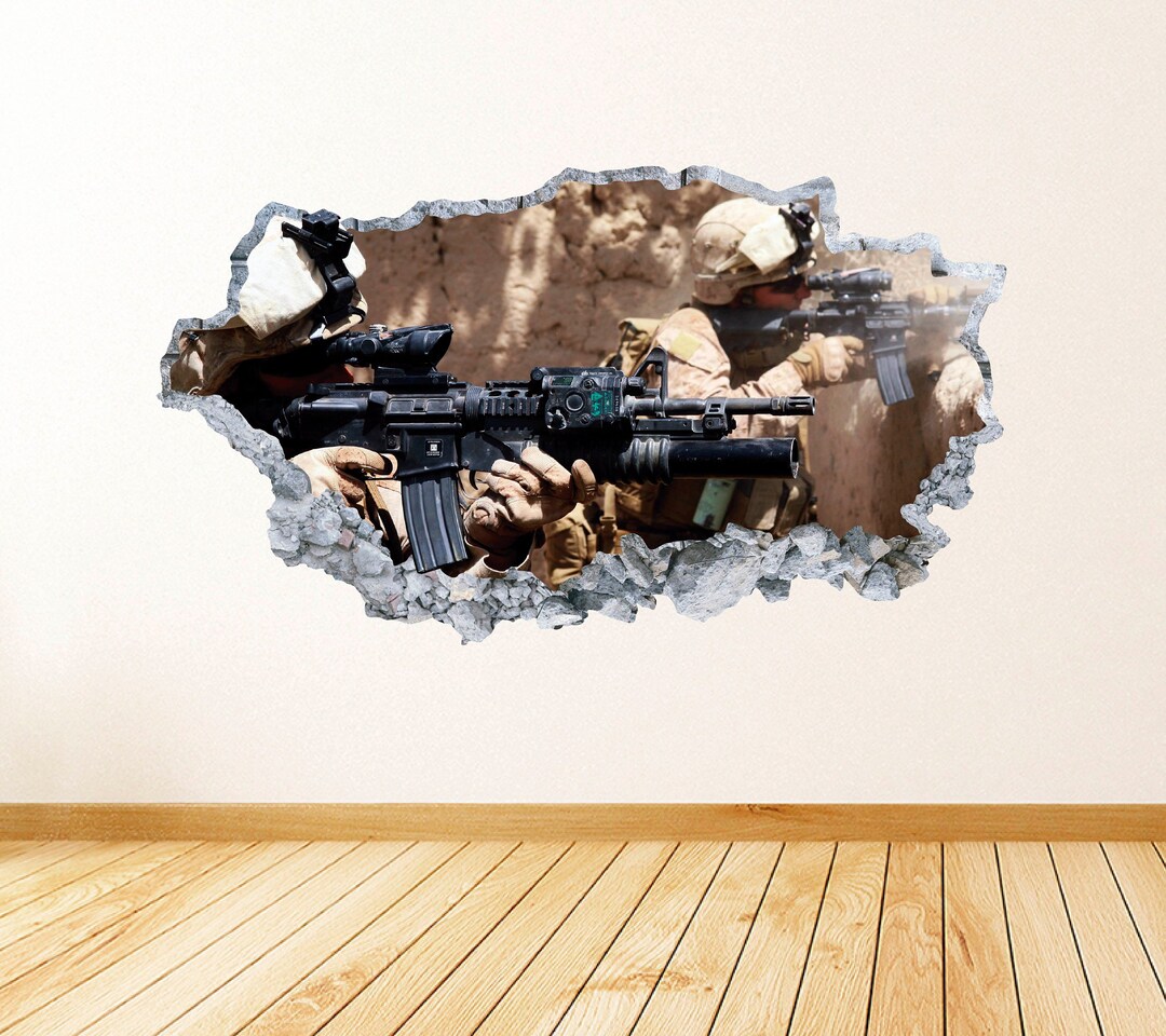 Soldier Wall Art Decal Army Theme Wall Decor Bedroom Vinyl Wall Sticker ...