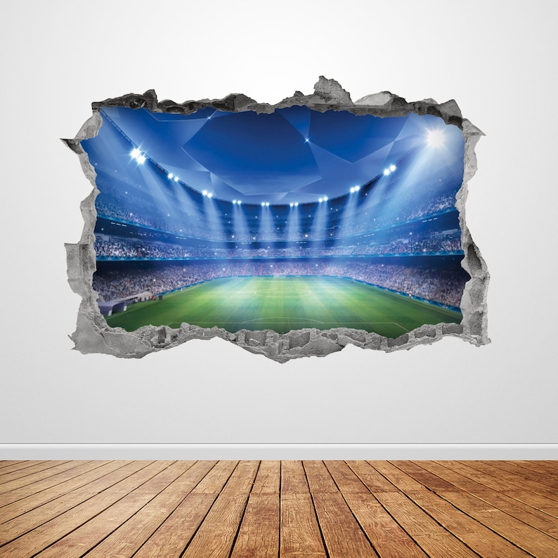 Soccer Stadium Wall Decal Smashed 3D Graphic Sports Football - Etsy