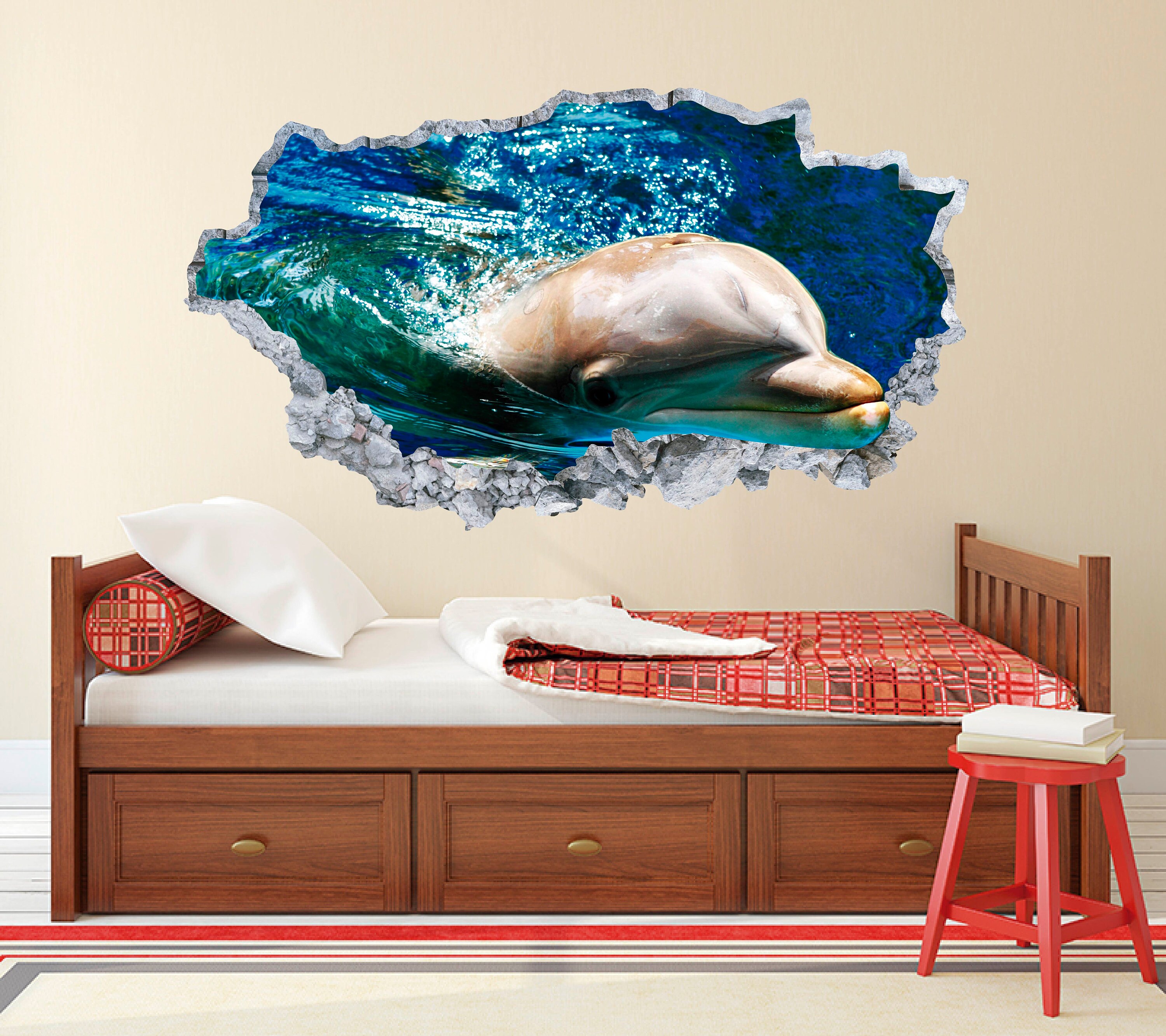Dolphin Animal Smashed 3D Wall Decal Art Decor Sticker | Etsy