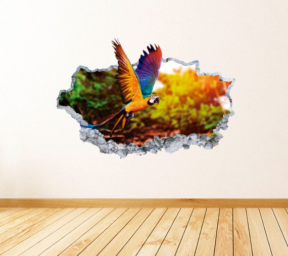 Macaw Wall Decal 3D Smashed Tropical Animal Wall Art Decor | Etsy