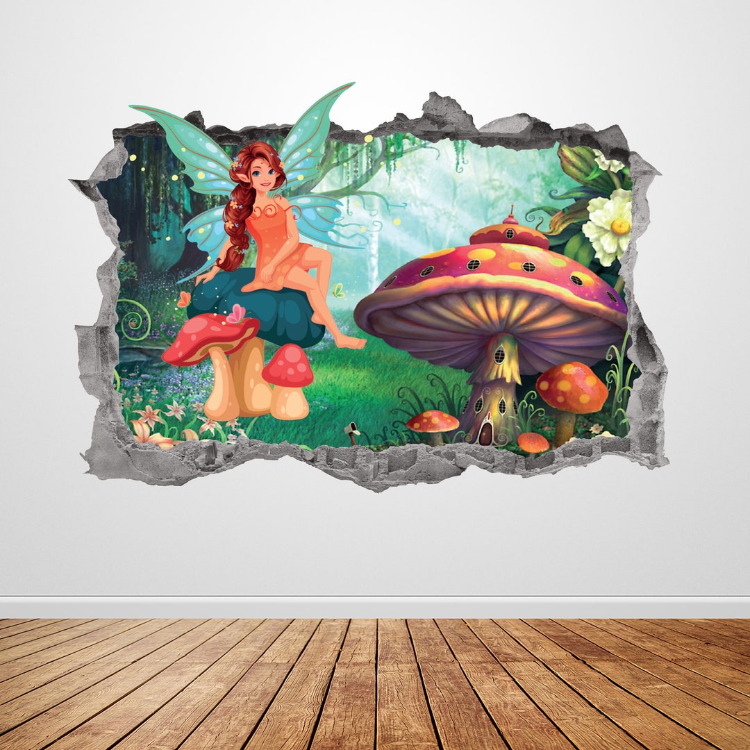 Fairy Wall Decal Smashed 3D Graphic Magical Enchanted Forest World Wall ...