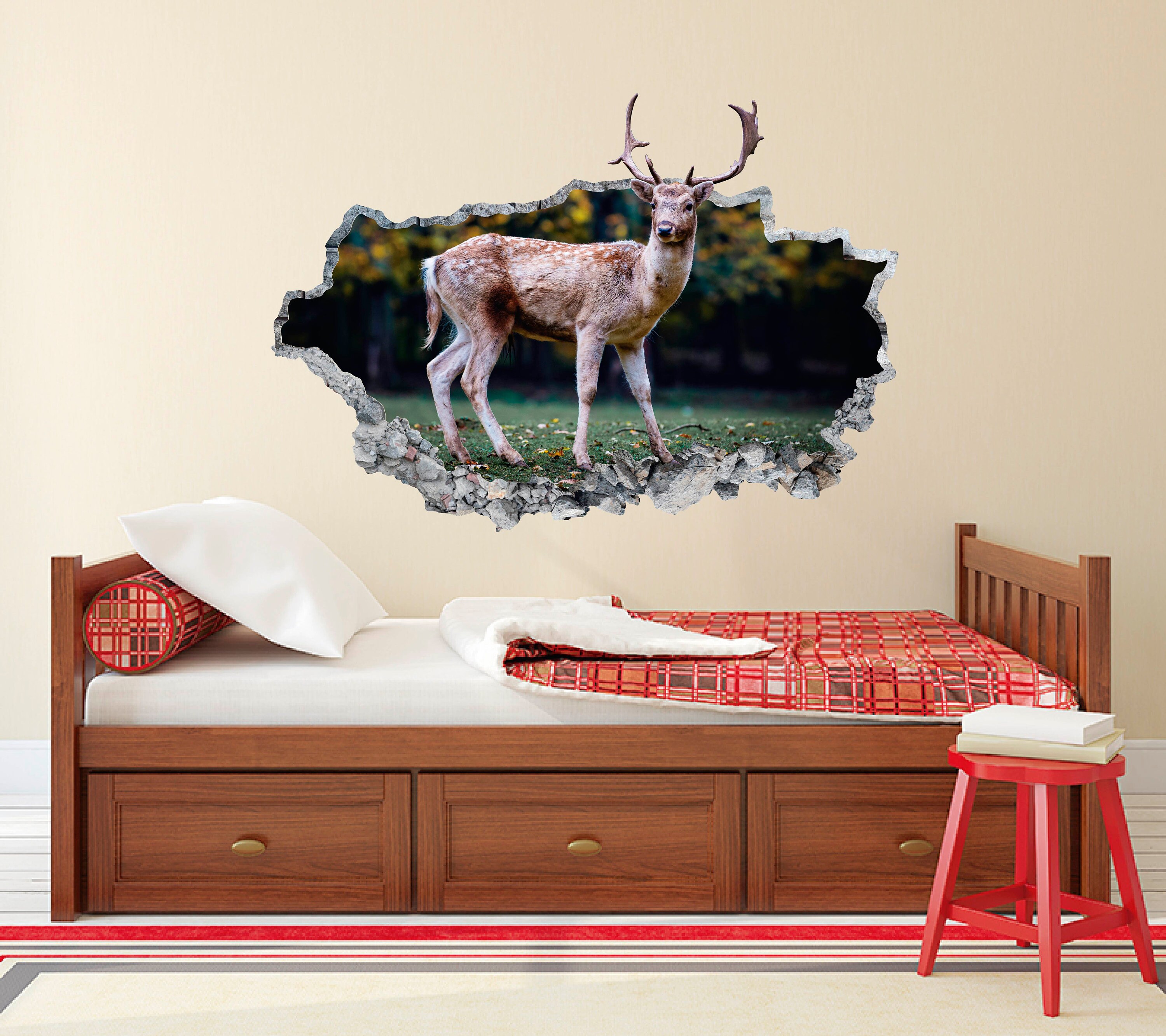 Deer Wall Decal Smashed Concrete Wall Art Decal Hunting Theme | Etsy