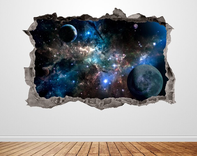 Outer Space Wall Decal Smashed 3D Graphic Galaxy Milky Way Wall Art ...