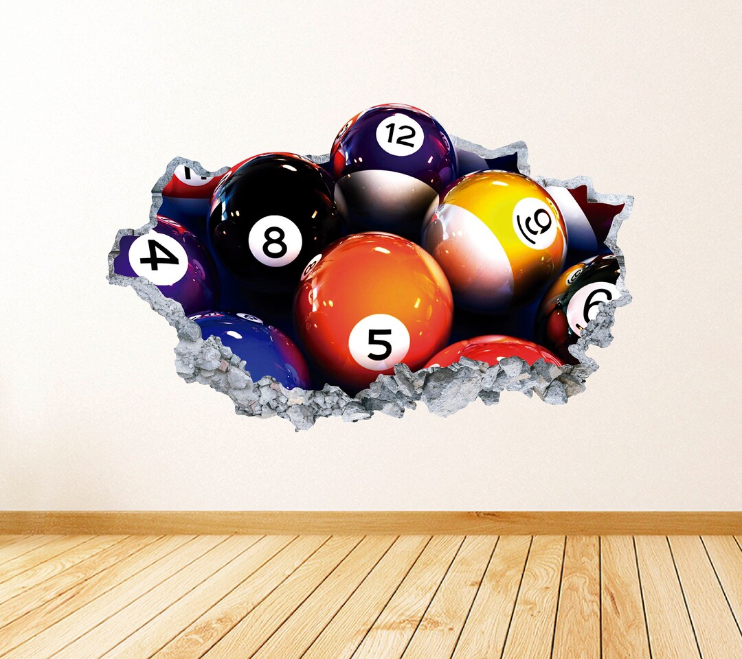 8 Ball Pool Smashed 3D Wall Decal Art Sport Vinyl Decor Sticker - Etsy