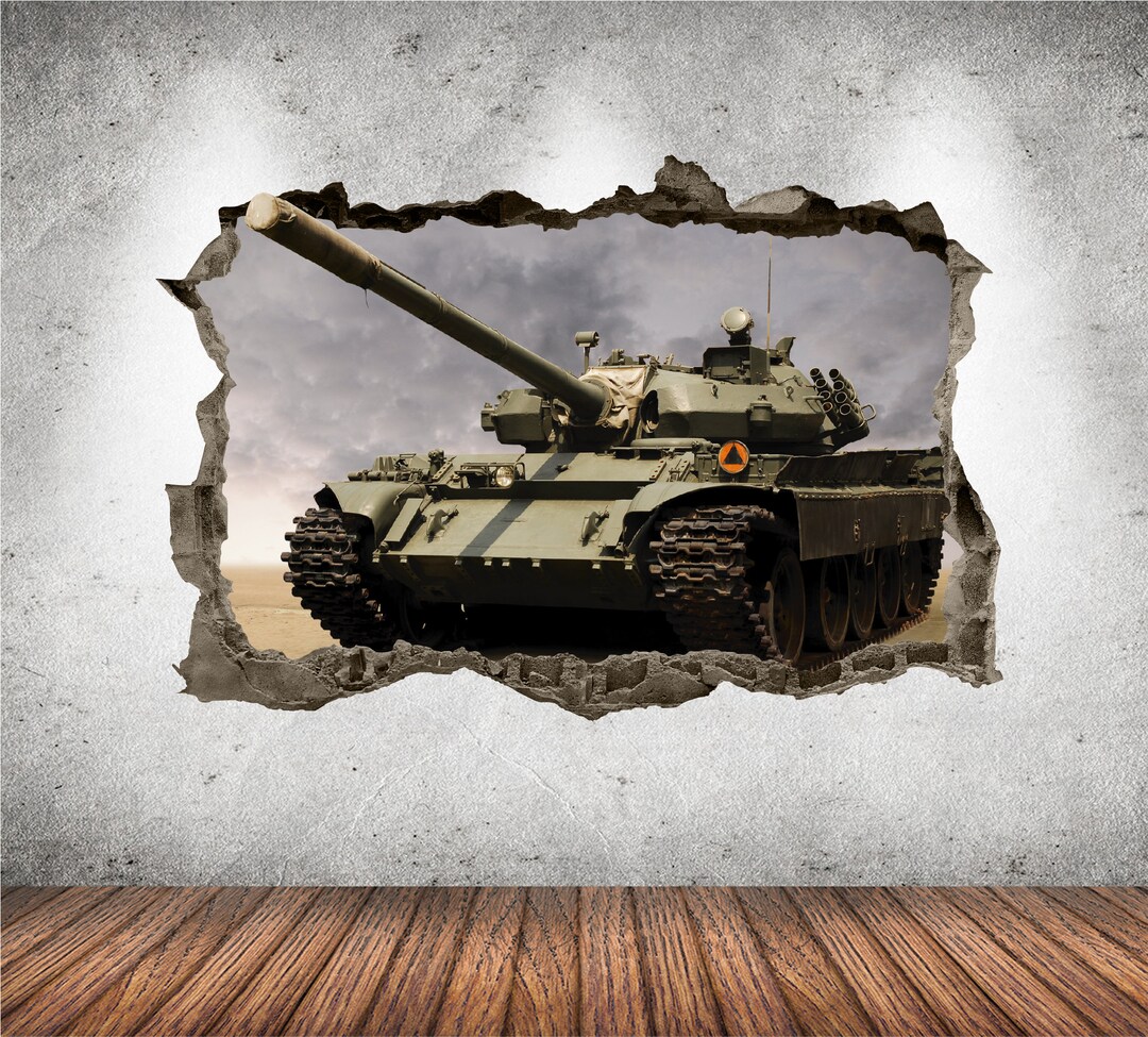 War Tank Wall Decal 3D AI Graphic Wall Art Sticker, Wall Decor, Warzone ...