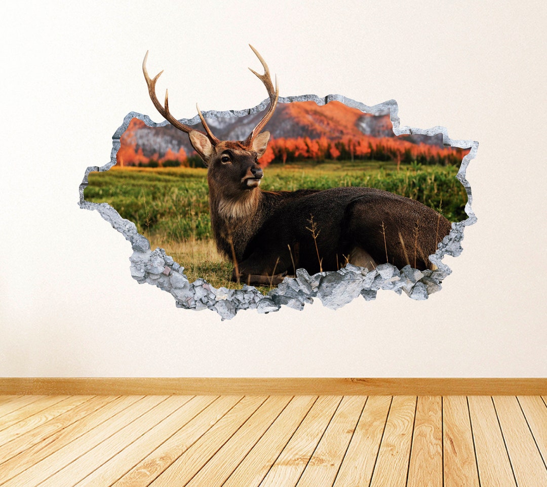 Deer Wall Art Decal Hunting Theme Wall Decor Bedroom Vinyl Wall Sticker ...