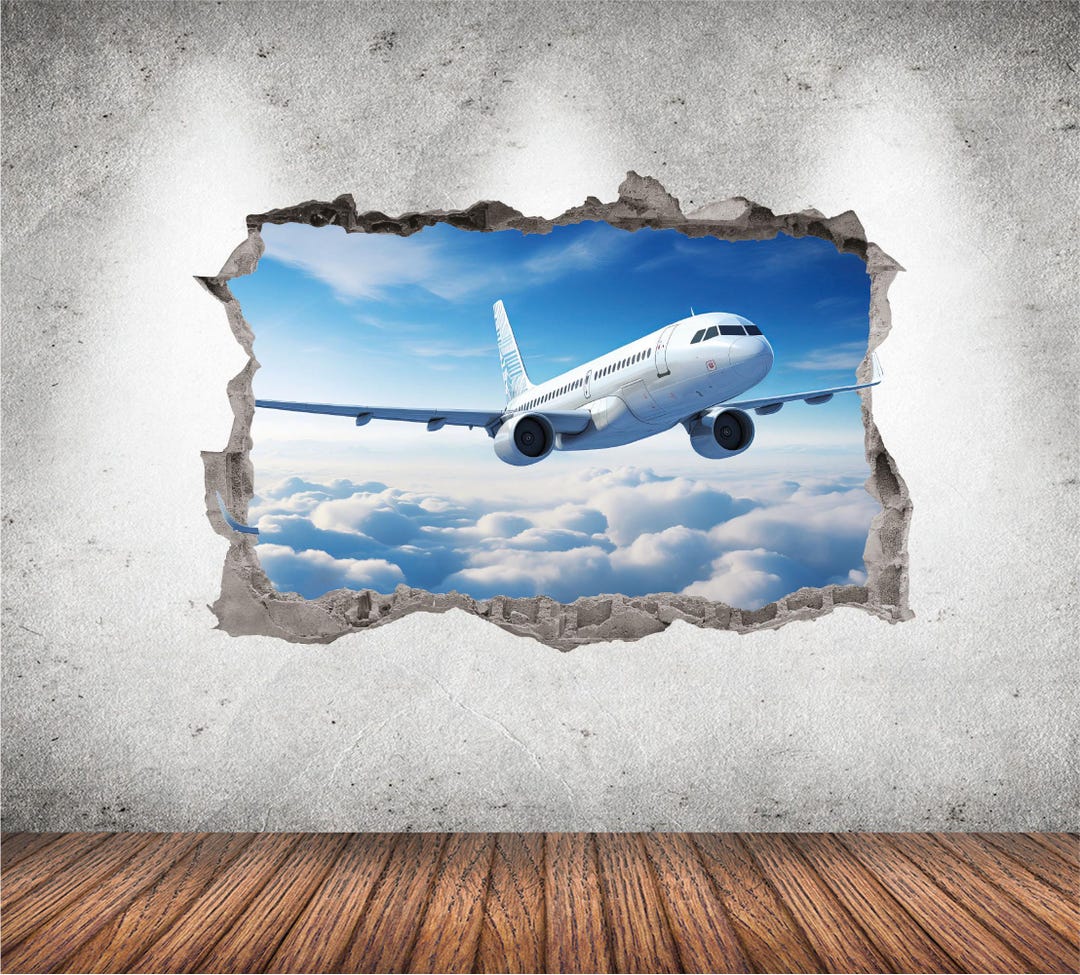 Commercial Airplane Wall Decal 3D Airline Graphic Wall Art Sticker ...