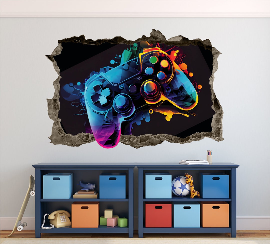 Gamer Wall Decal 3D AI Graphic Wall Art Sticker, Wall Decor, Gaming ...