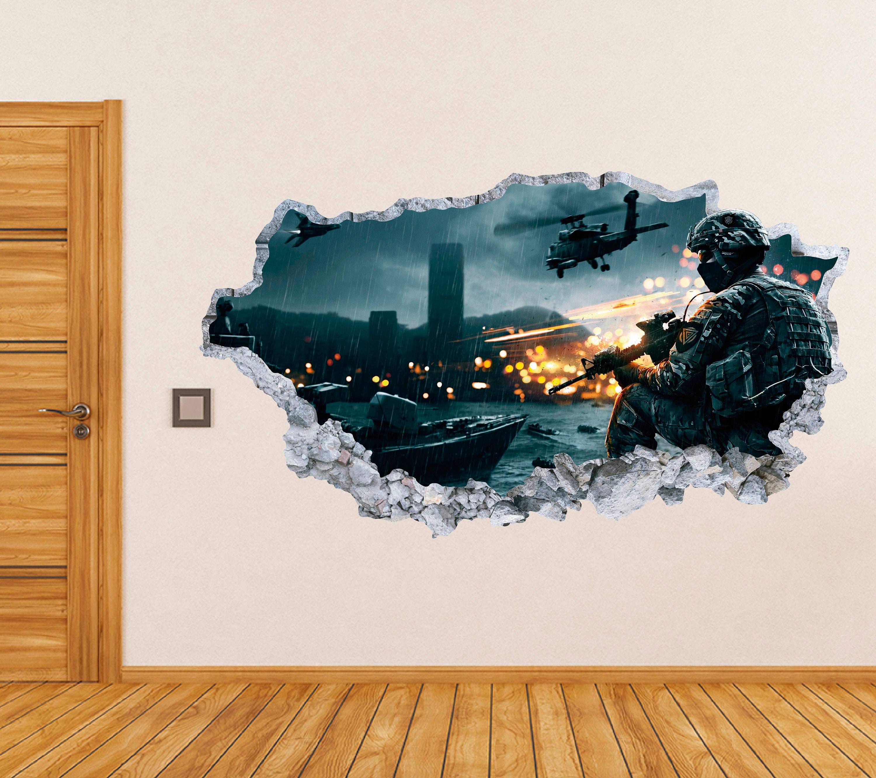 War Zone Wall Decal Smashed Concrete Wall Art Decal War Field - Etsy