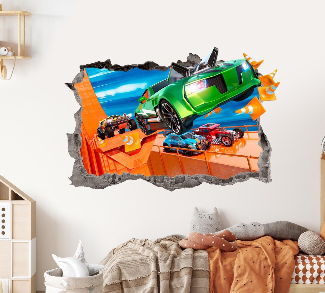 Hot Cars Wall Decal 3D AI Graphic Wall Art Sticker, Wall Decor, Racing ...