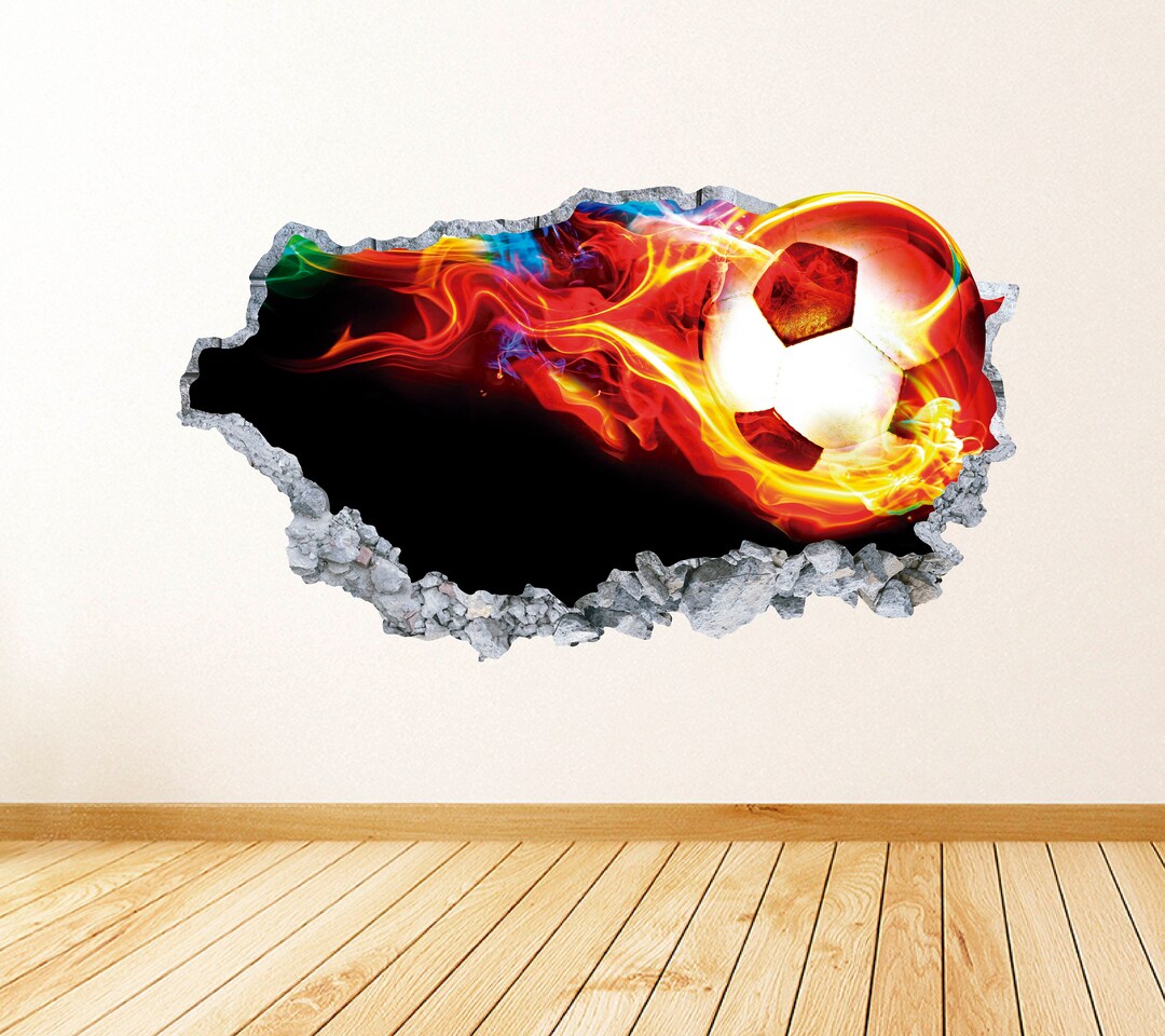 Soccer Ball Smashed 3D Wall Decal Sports Vinyl Decor Sticker - Etsy