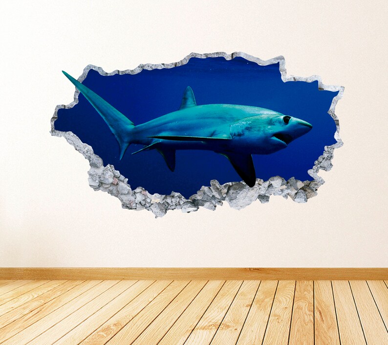 Shark Animal Smashed 3D Wall Decal Great White Shark Wall Art - Etsy